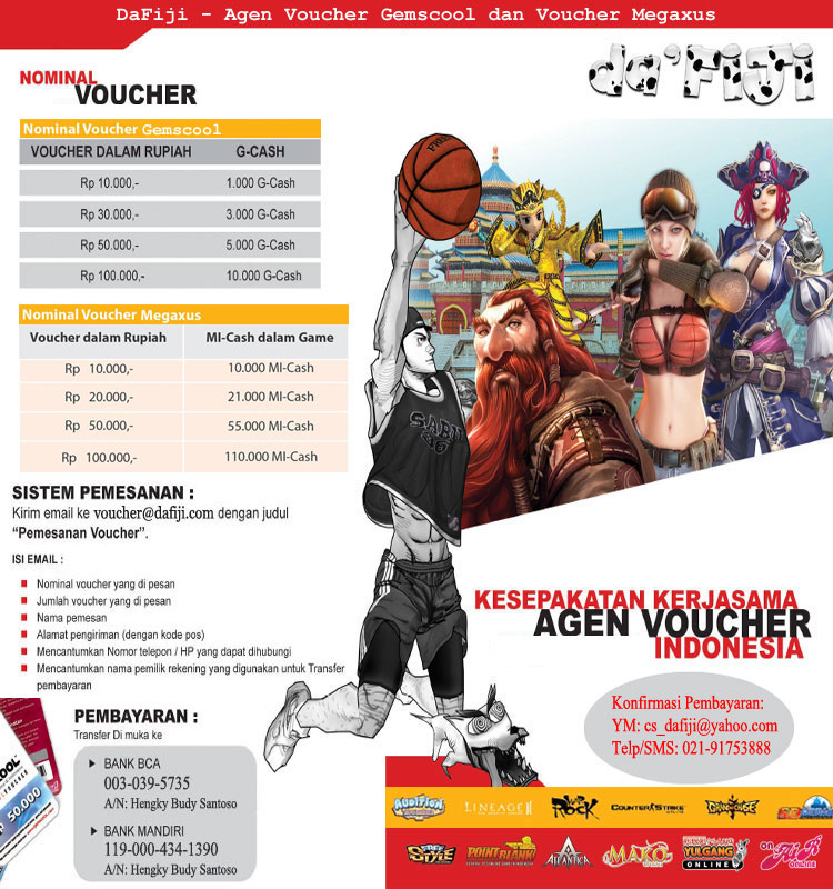 Voucher Gemscool Disc 7% - Voucher Megaxus Disc 11% - DaFiji.com